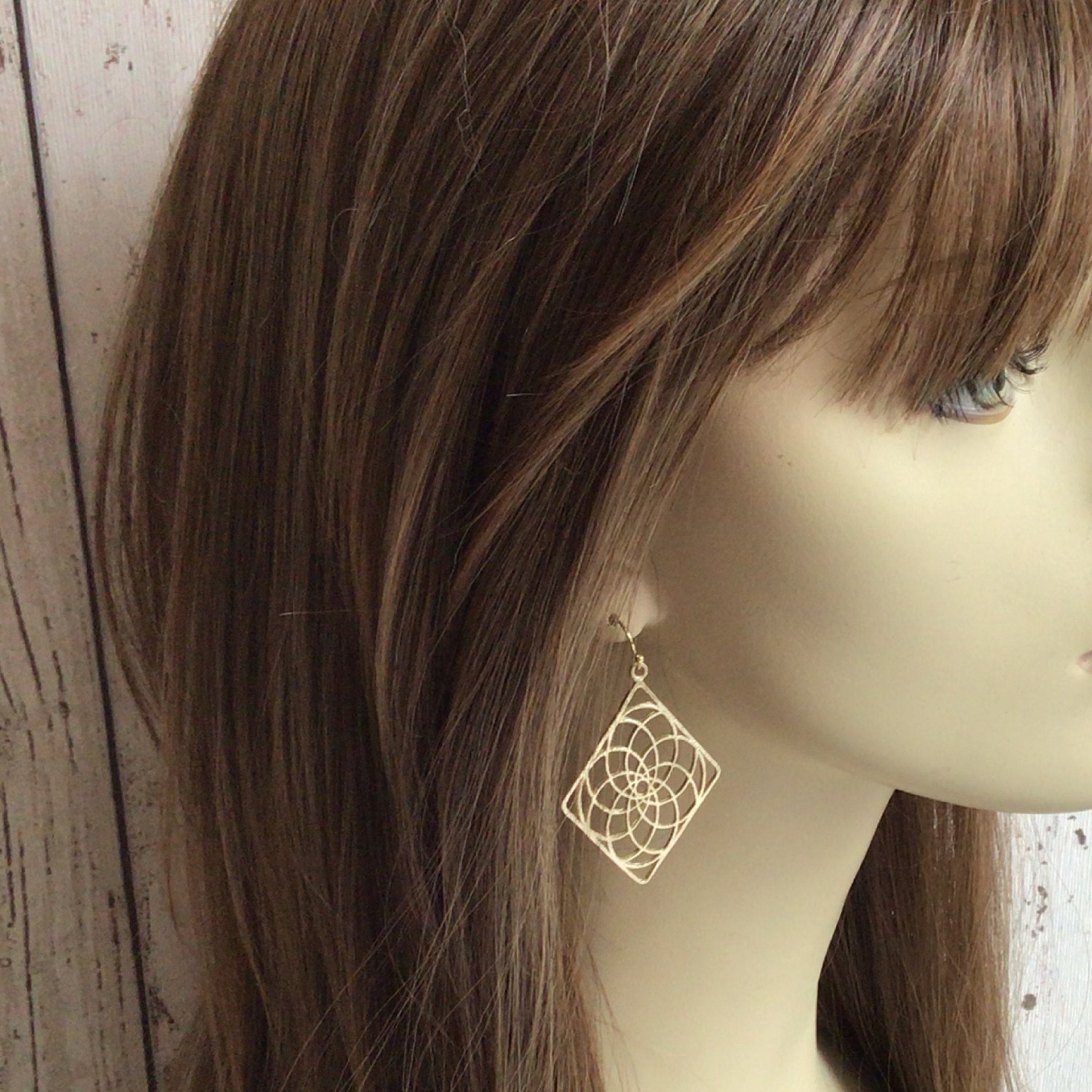 Large Brushed Gold Boho Style Earrings / Contemporary Earrings | Etsy