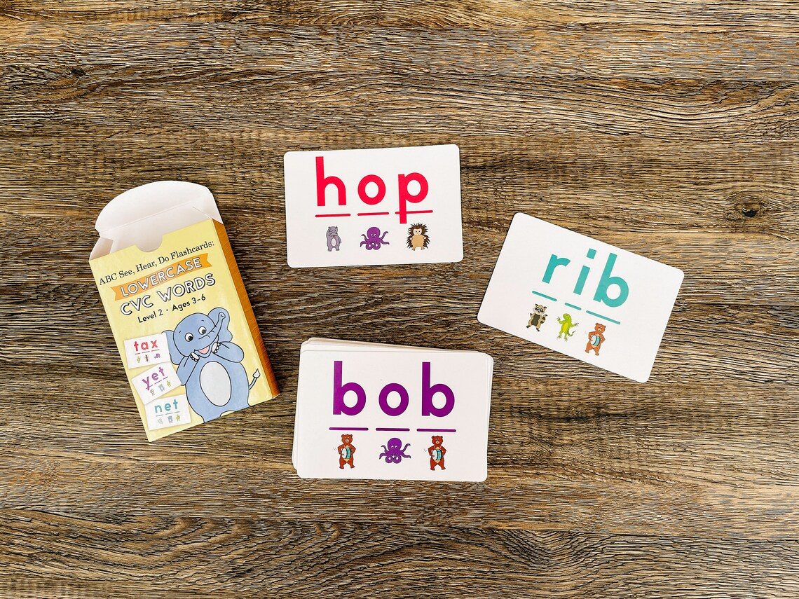 ABC See Hear Do Flashcards: Lowercase CVC Words Level 2 - Etsy