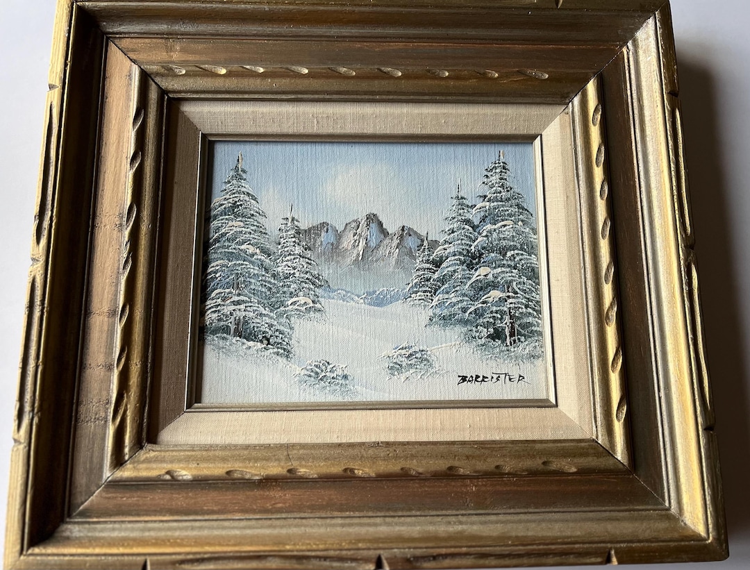 Vintage Oil Painting on Wooden Plank by Barrister Artist Winter Day in ...