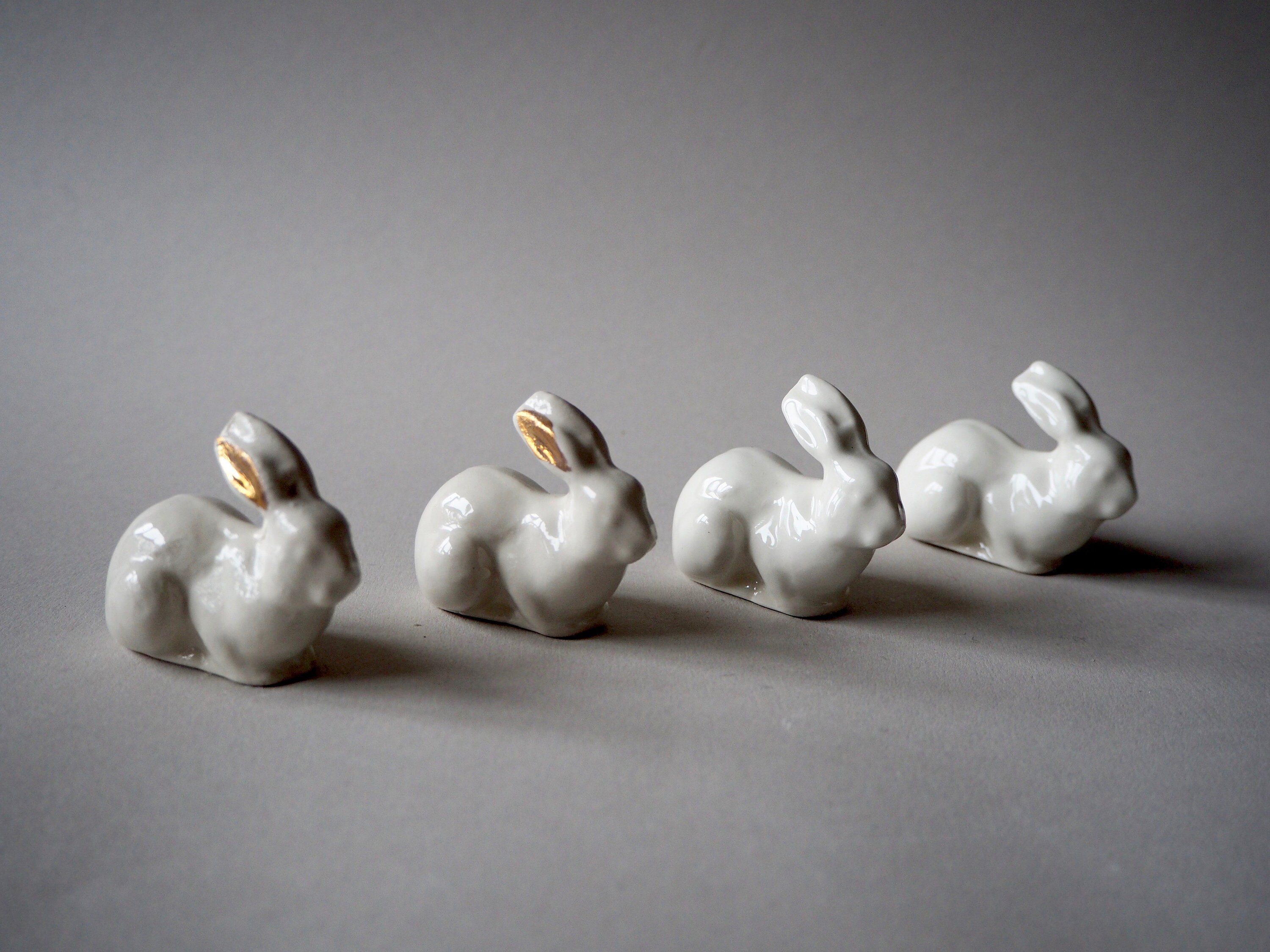 SMALL BUNNY FIGURINE, Porcelain Sculpture, Tiny Ceramic Figurines ...