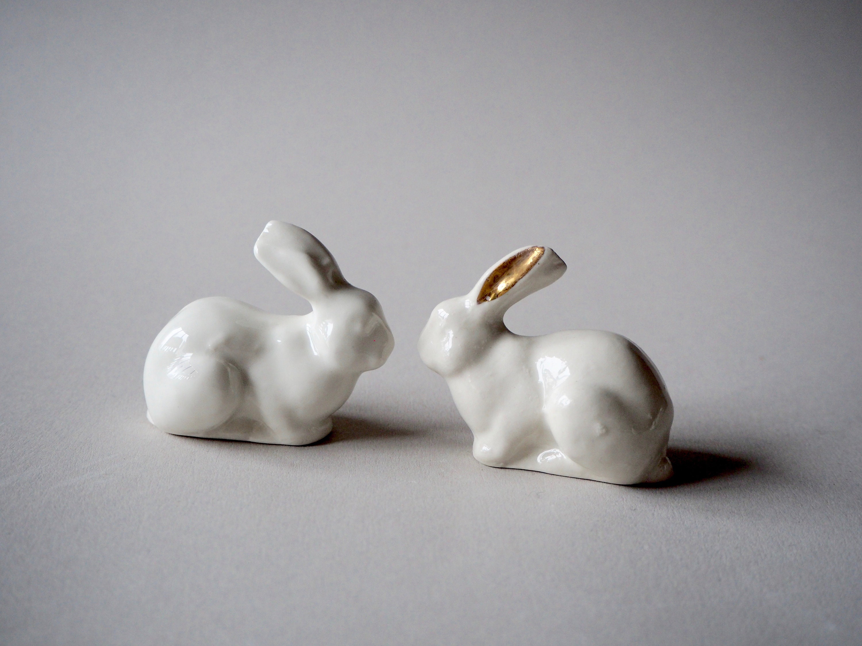 SMALL BUNNY FIGURINE, Porcelain Sculpture, Tiny Ceramic Figurines ...
