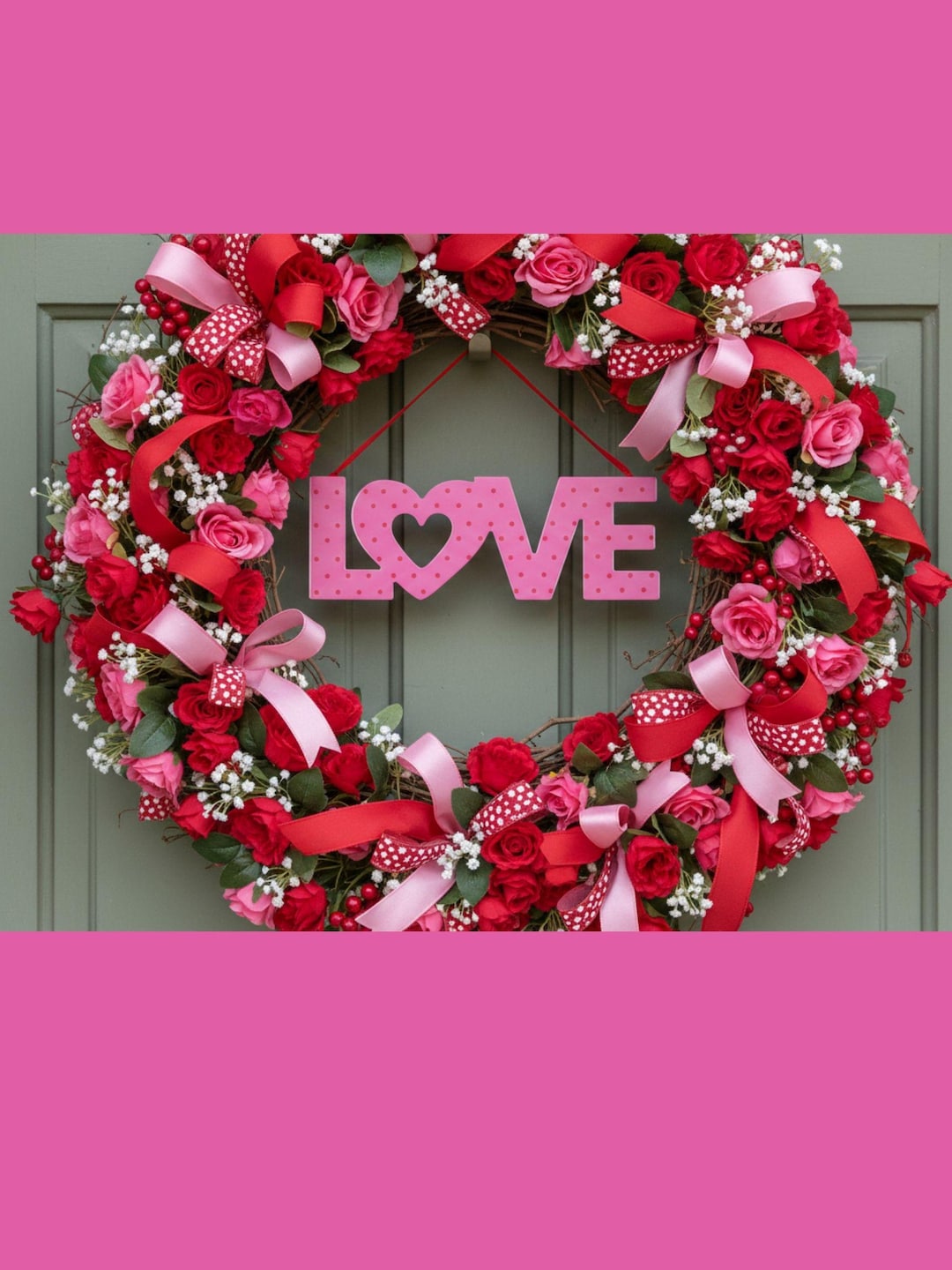 Valentine LOVE Wooden Hanging Sign, Pink & Red Decor - Etsy
