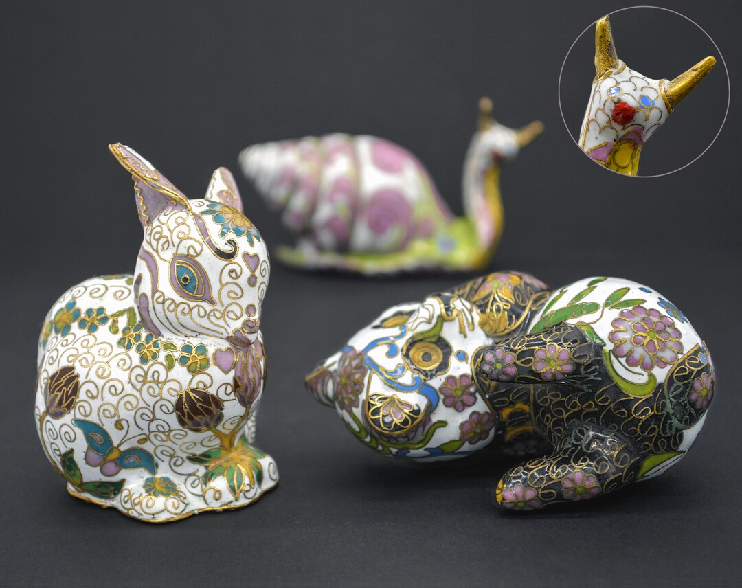 Group of Faberge Cloisonne Animal Figurines Animal Lover - Etsy