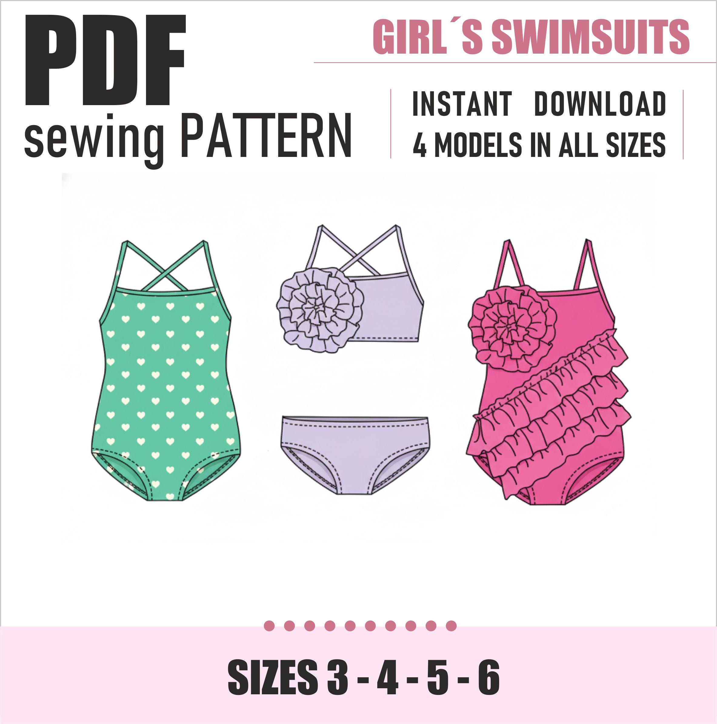 PDF Sewing Pattern | Girls Swimsuits Pattern | Children's Swimsuits ...