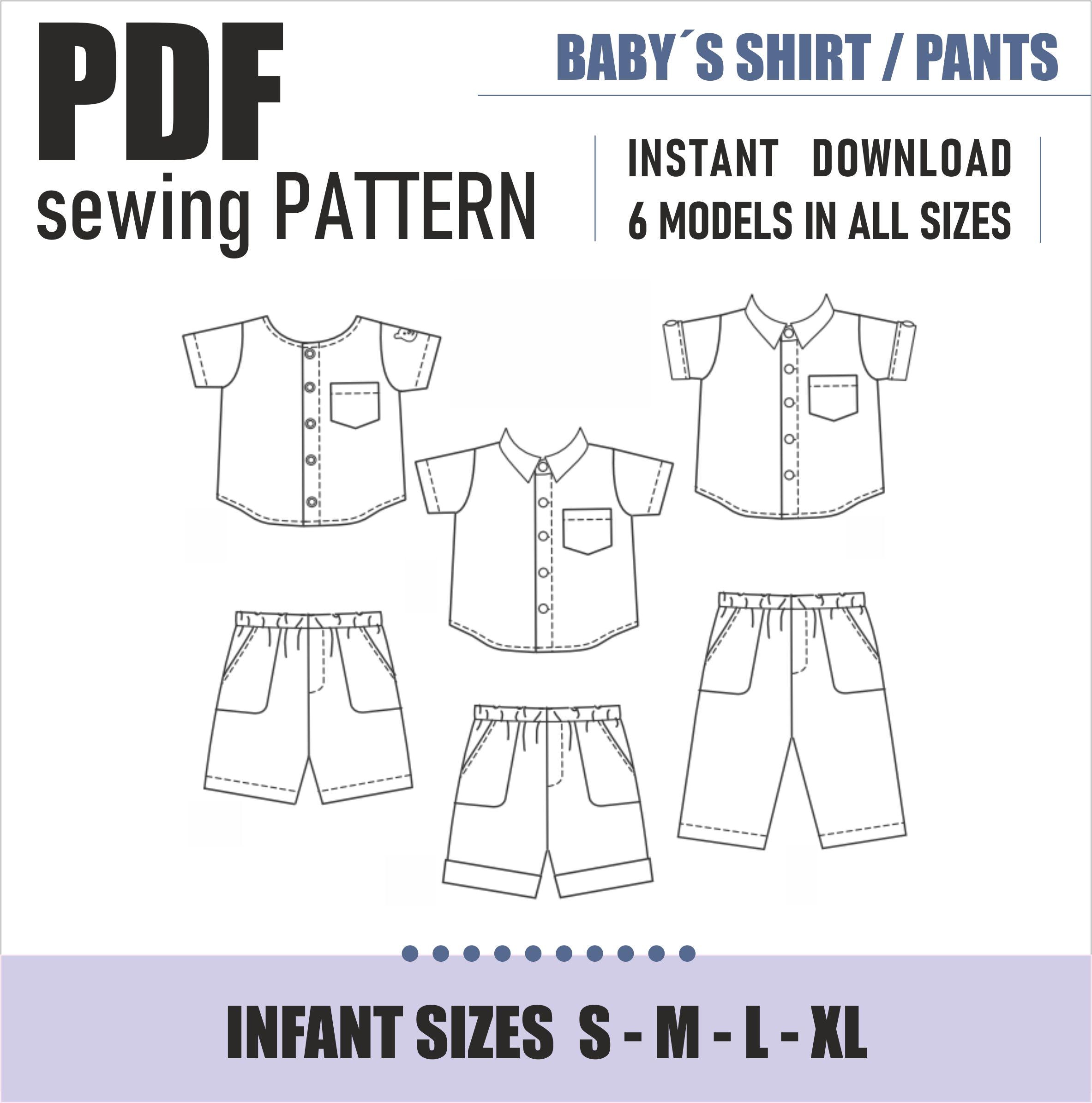 PDF Sewing Pattern | Baby Shirt Pattern | Baby Pants | PDF Baby Clothes ...