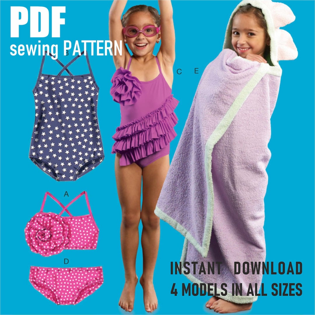 PDF Sewing Pattern | Girls Swimsuits Pattern | Children's Swimsuits ...