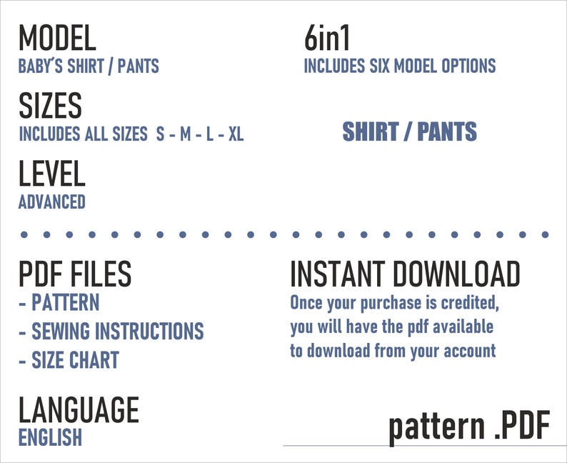 PDF Sewing Pattern | Baby Shirt Pattern | Baby Pants | PDF Baby Clothes ...