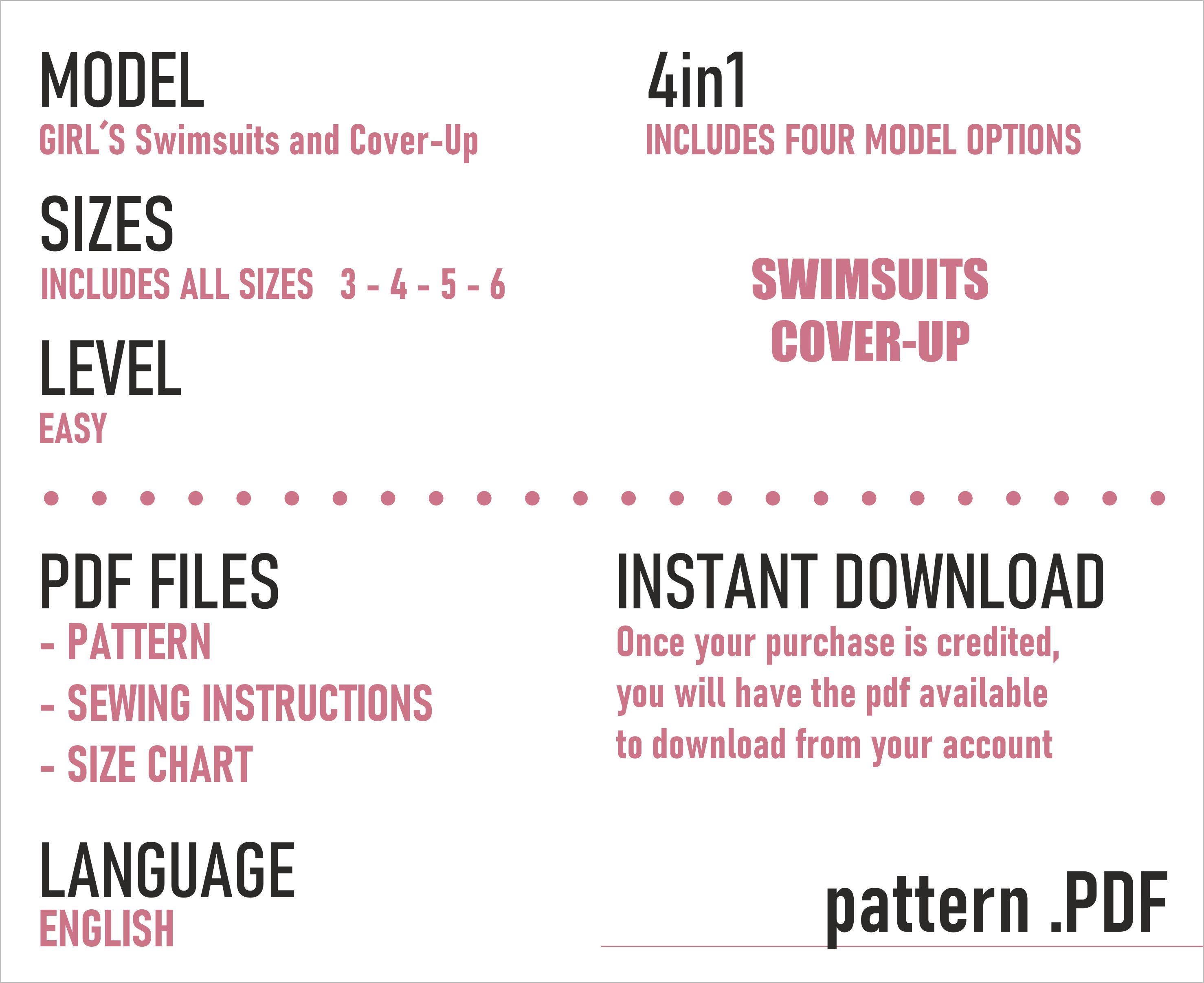 PDF Sewing Pattern | Girls Swimsuits Pattern | Children's Swimsuits ...