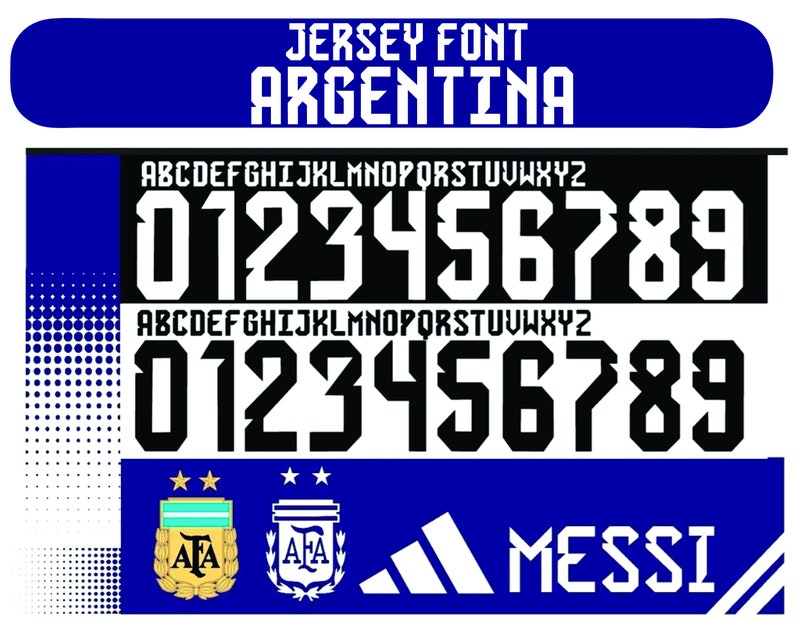 Jersey Font Argentina World Cup 2022 Football T-shirt Messi - Etsy