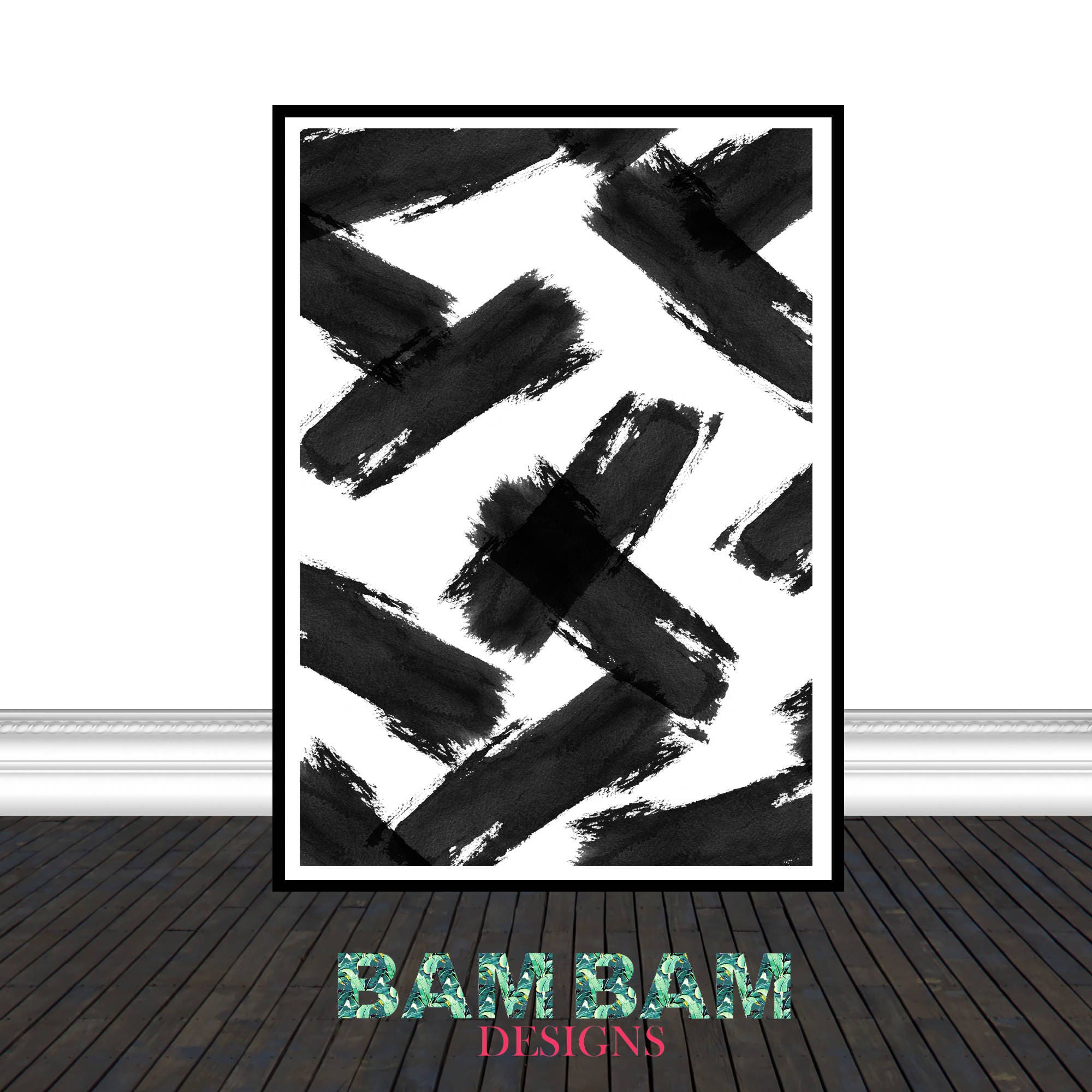 Black Abstract Striped Artwork Wall Art Living Room Decor - Etsy