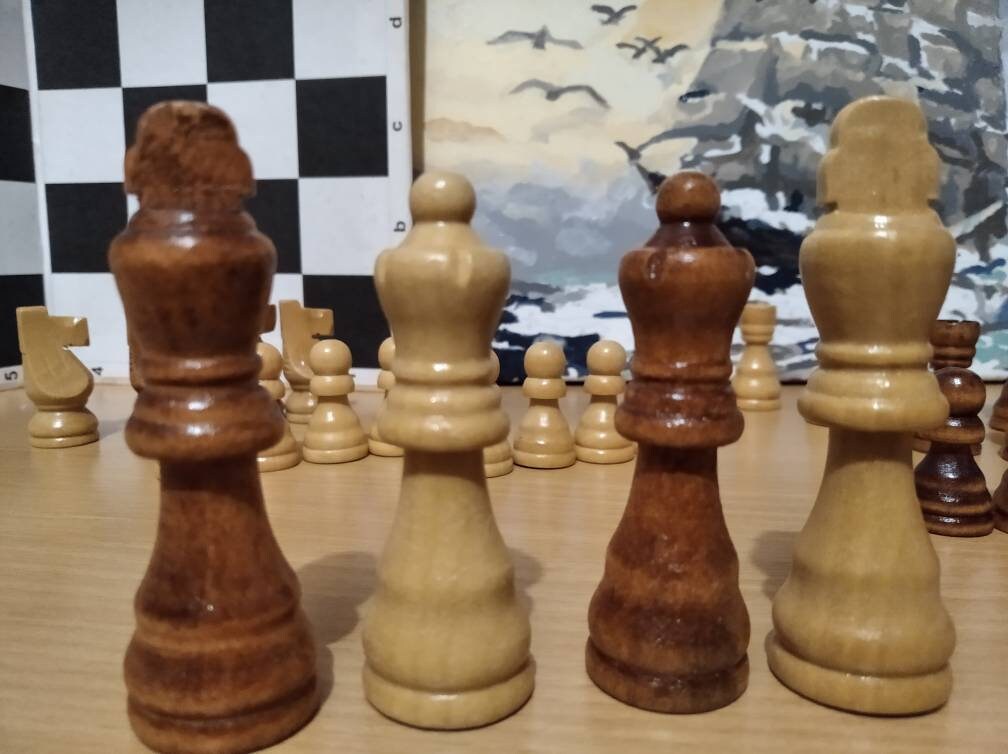 Vintage wooden chess set handmade vintage style Chess set | Etsy