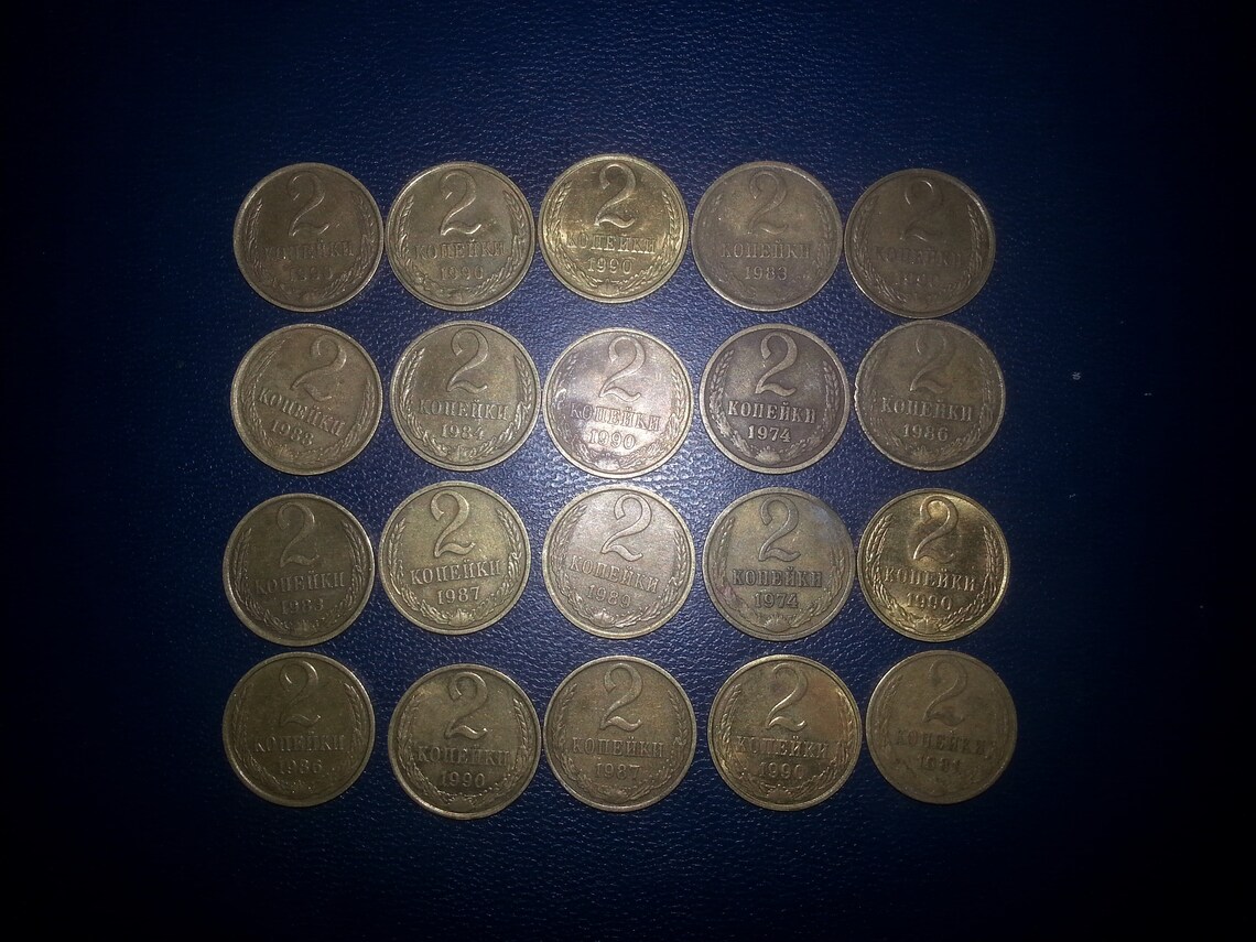 A set of coins 20 pieces of the USSR 2 soviet kopecks / coins | Etsy