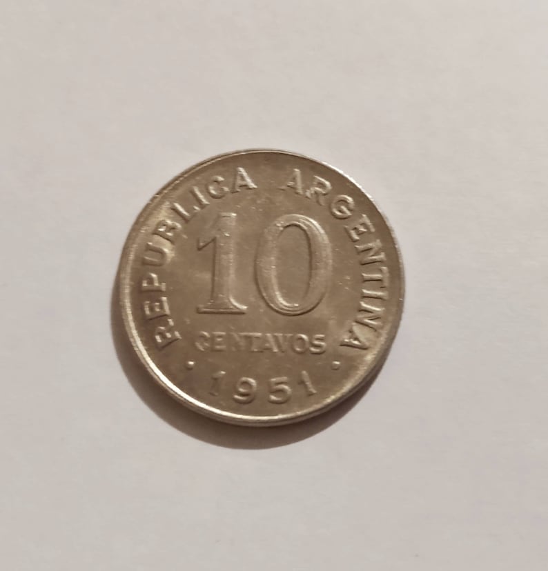 1951 Argentina 10 Centavos Coin - Etsy