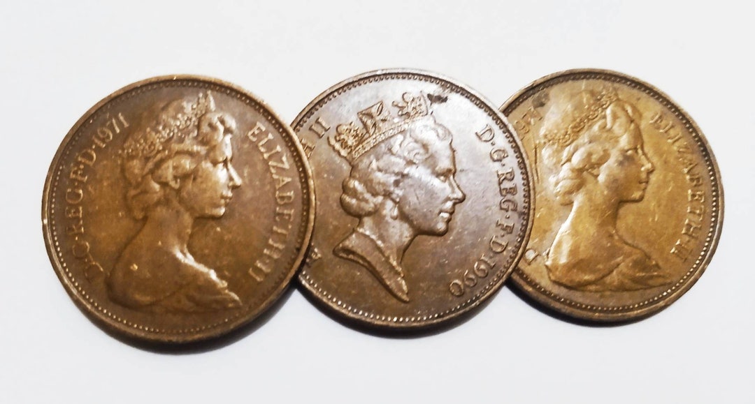 Vintage British Coins, Set of 3 British Coins With Elizabeth II, 2 British Pence - Etsy