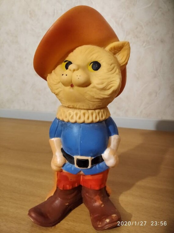 Soviet rubber toy Cat in boots | Etsy