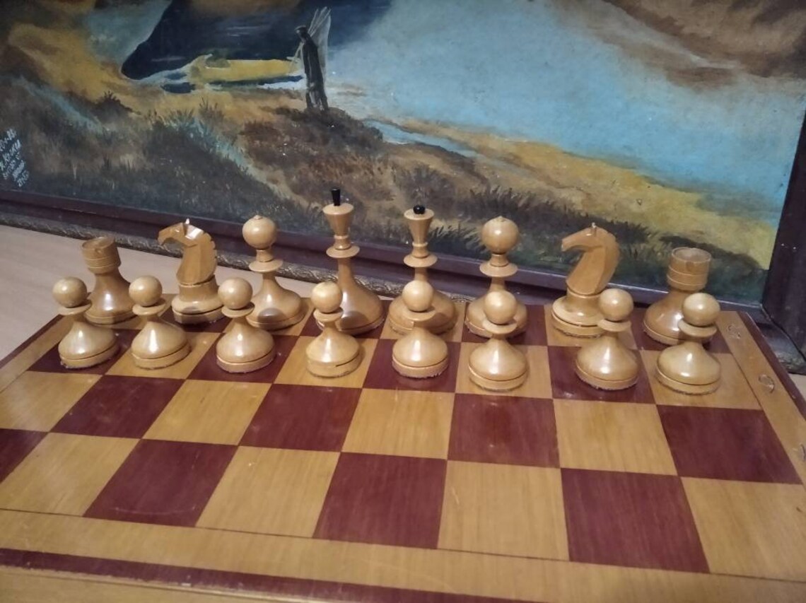 Wooden Soviet Chess Set Big Wooden Chess Set Old Wooden | Etsy