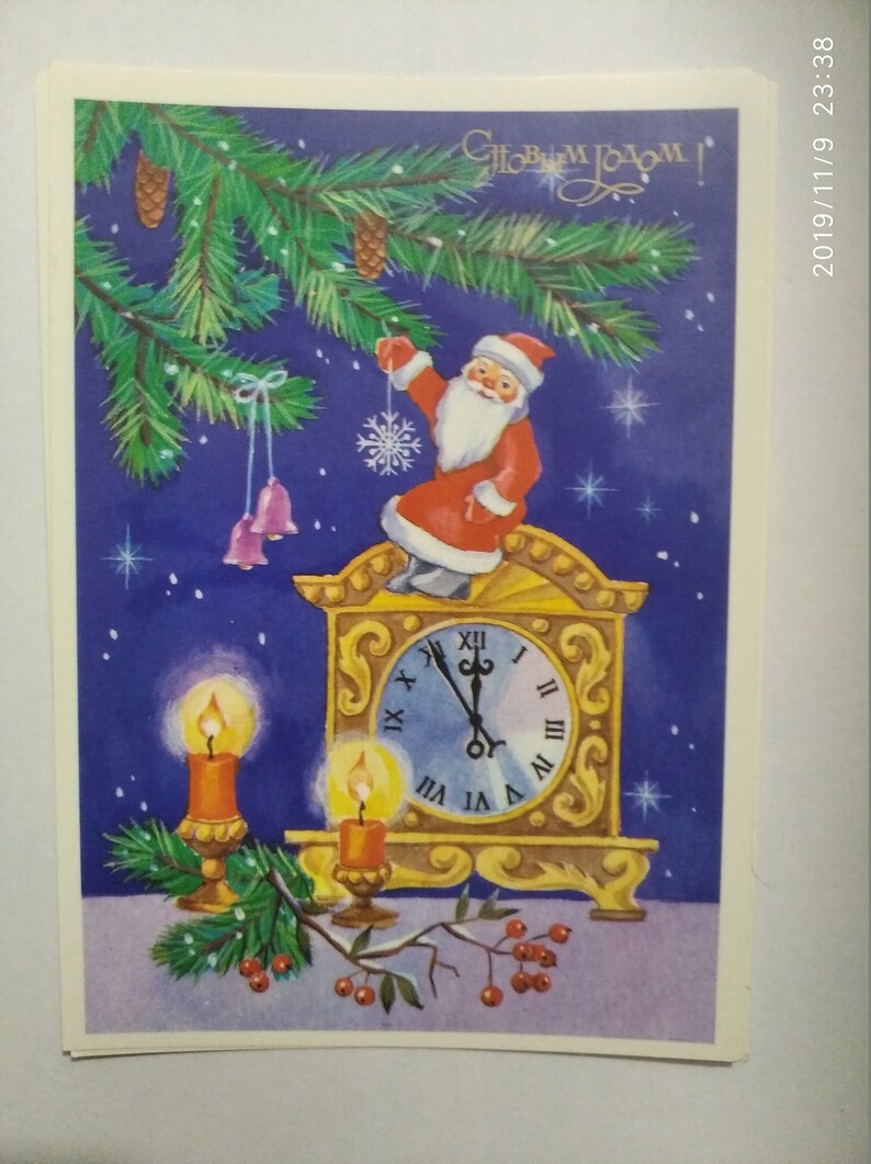 Greeting Card USSR Christmas Christmas Candles Xmas Santa - Etsy