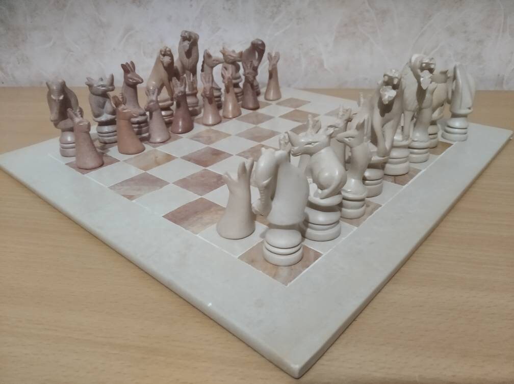 Stone Chess Set in African Style Wild Africa Marble Chess Set - Etsy