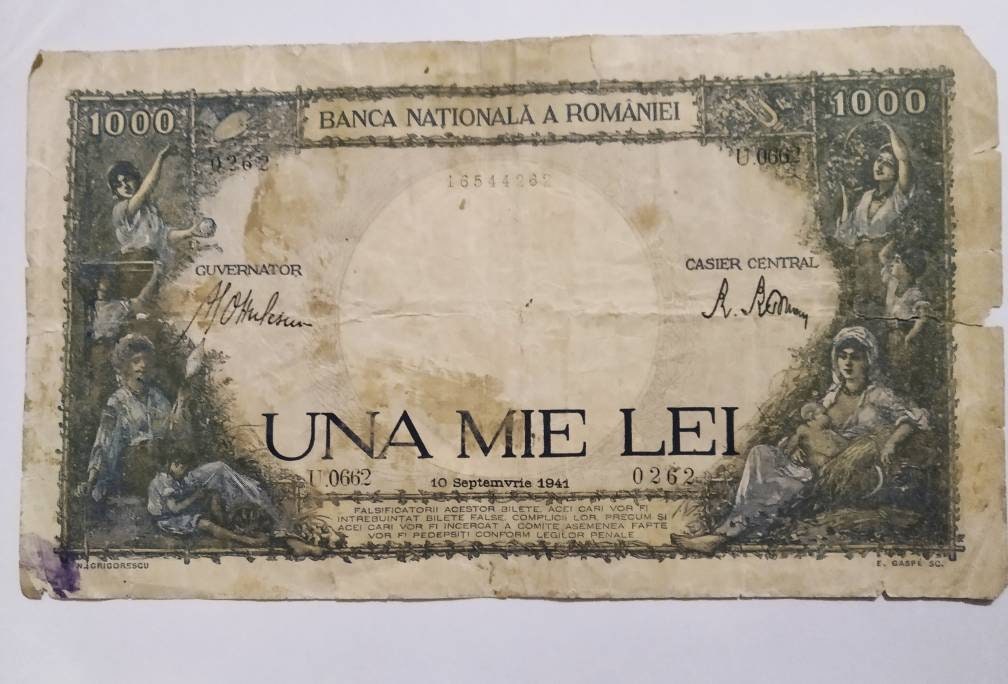 Vintage Romanian Banknote Uno Mie Lei 1941 - Etsy