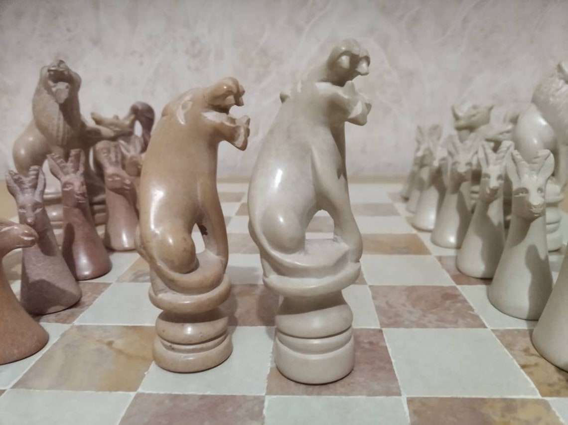 Stone Chess Set in African Style Wild Africa Marble Chess Set - Etsy