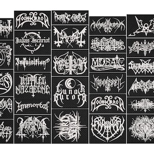 BLACK METAL Full EMBROIDERY Flat 10pcs/lot Random Mix Sew-on Patches ...