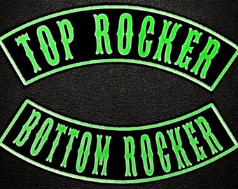 REFLECTIVE Top or Bottom Rocker, Embroidered Patch, Custom Embroidered ...