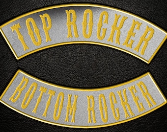 REFLECTIVE Top or Bottom Rocker, Embroidered Patch, Custom Embroidered ...