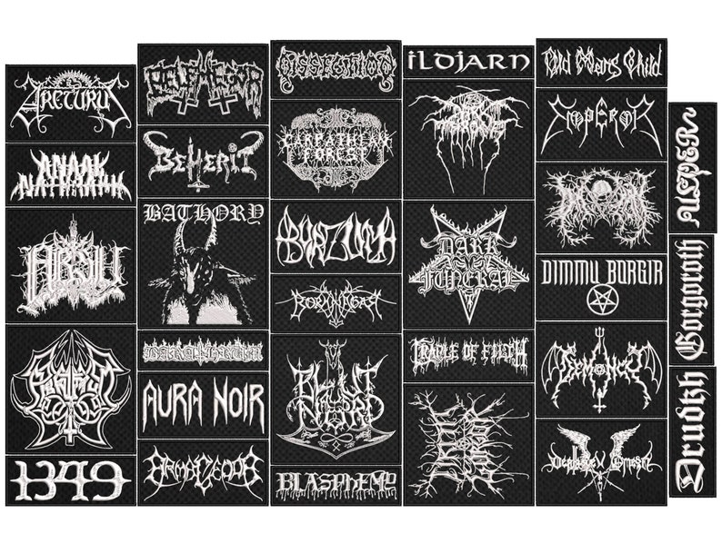 BLACK METAL Full EMBROIDERY Flat 10pcs/lot Random Mix Sew-on Patches Fashion Battle Vest Patch ...