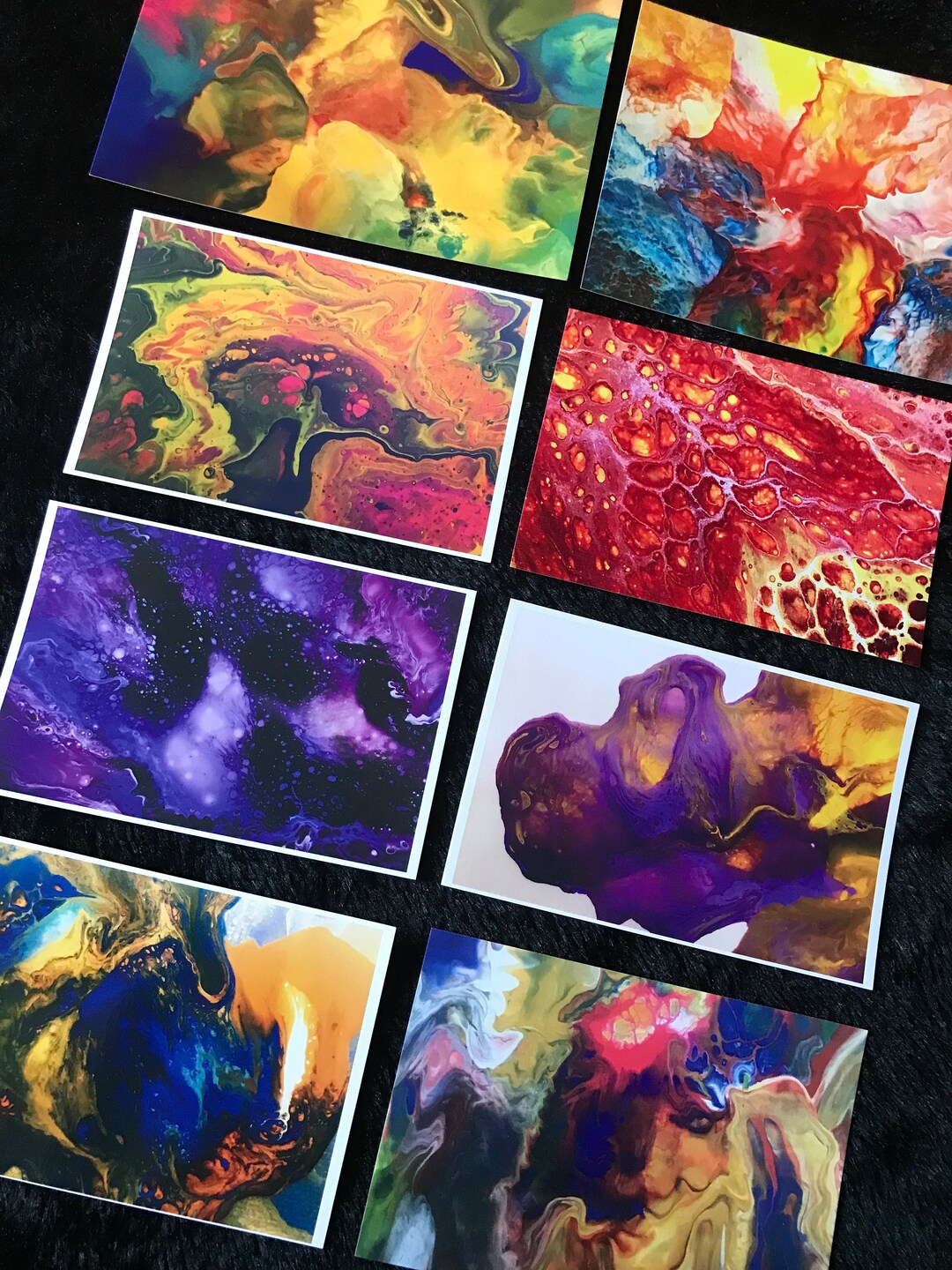 8 CARD SET Fluid Art PRINTS 2 Sizes Collectible Art Cards Postcards 4x6 ...