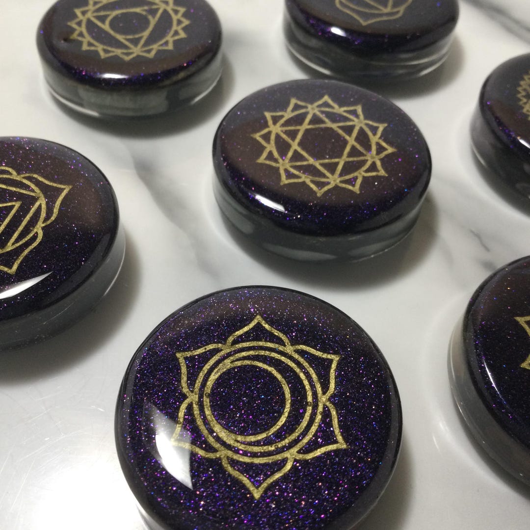 7 CHAKRAS Magnet Set With Chakra STONES & SYMBOL Medallion Design ...