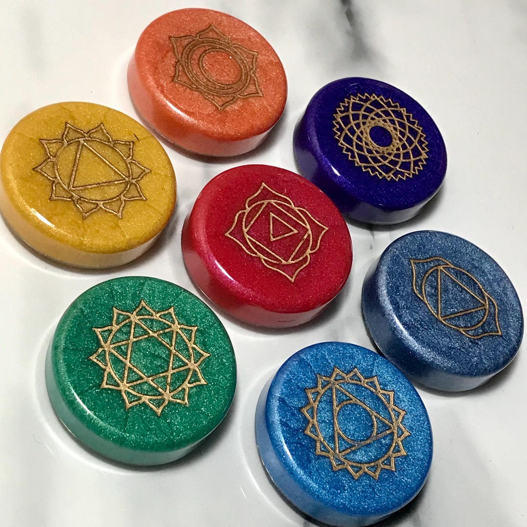7 CHAKRAS Rainbow Magnet Set With Chakra SYMBOLS - Medallion Design ...