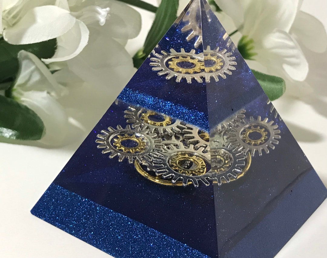 Gear Pyramid Paperweight – Mica Base Sculpture, Steampunk Decor - Etsy