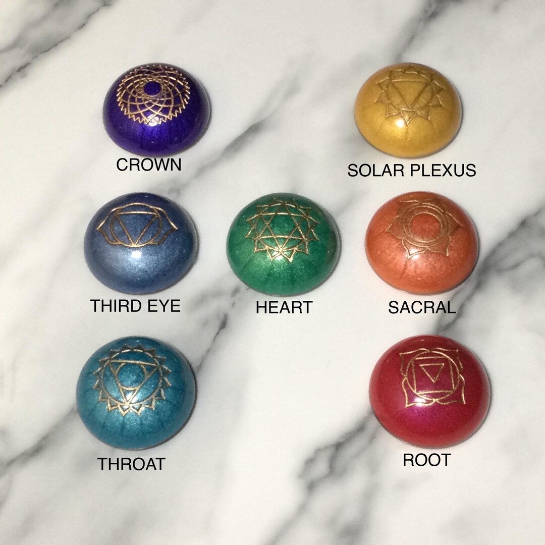 7 CHAKRAS Rainbow Magnet Set With Chakra SYMBOLS - Dome Design ...