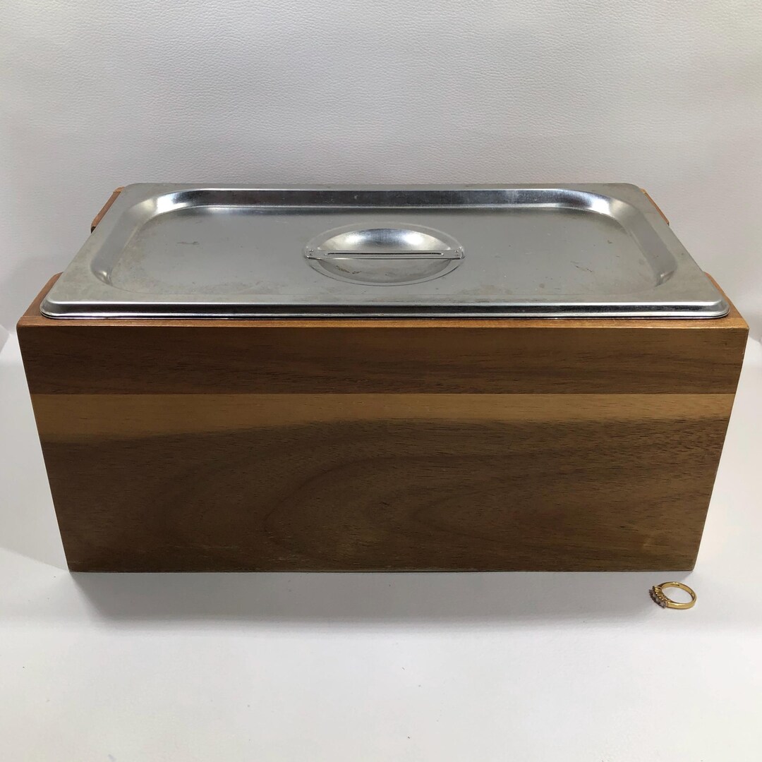 Countertop Wooden KITCHEN COMPOST BIN W/ Lidded Stainless Steel Insert ...