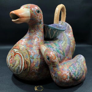 Chinese Export Porcelain DUCK & DUCKLING PITCHER ~ Rare Hand Painted ...