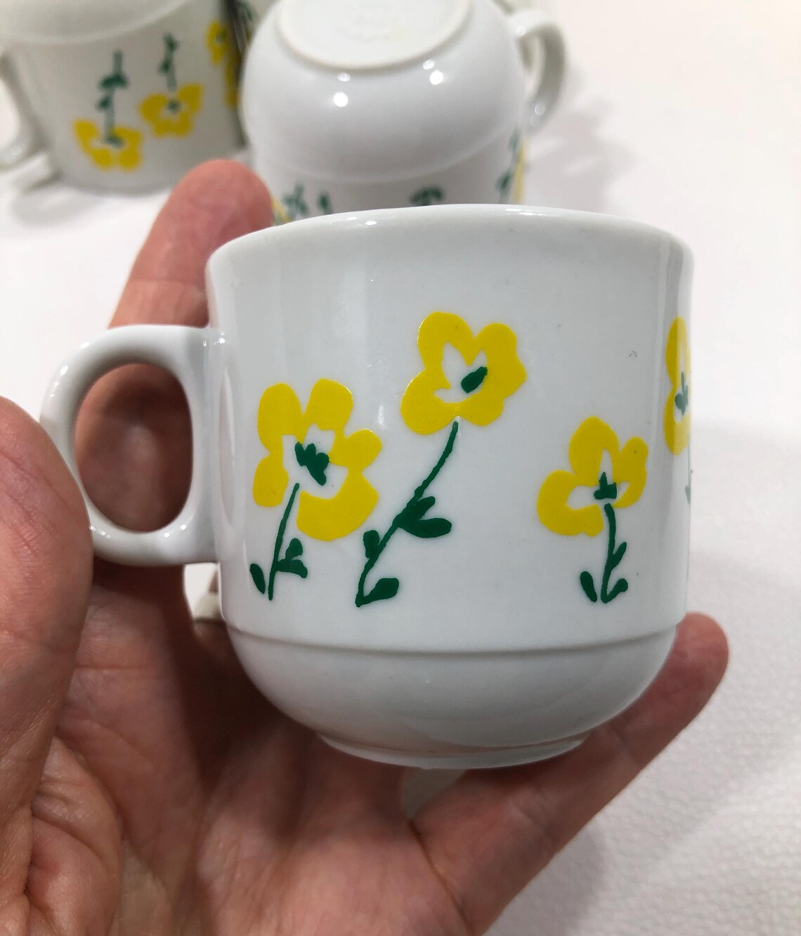IPA Espresso Coffee Demitasse Cup & Saucer Sets (4) ~ White Porcelain W ...