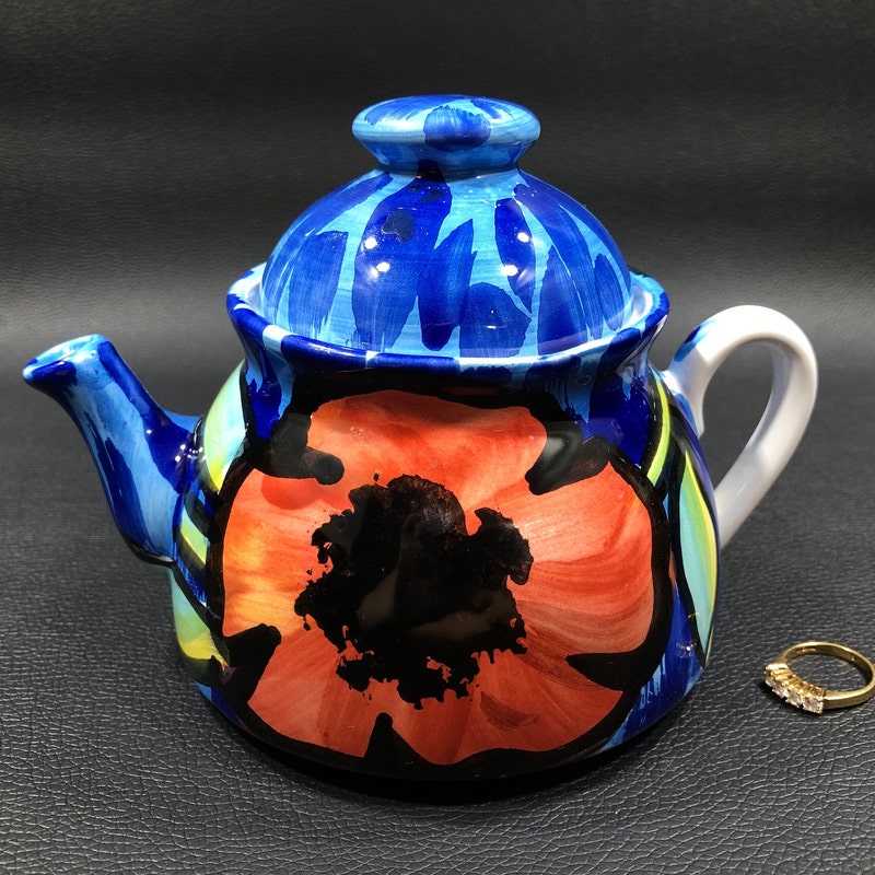 Hand Painted Tea Pot - Etsy