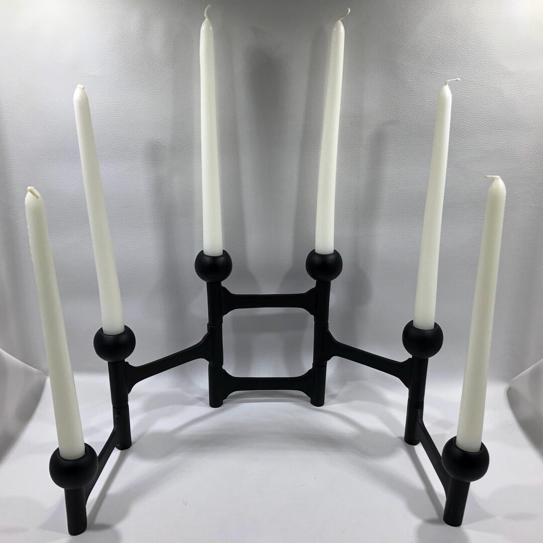 Black Metal Folding TAPER CANDLE HOLDER Centerpiece Wrought Iron Nordic ...