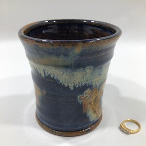 Signed Drip Glazed STUDIO POTTERY MUG 12oz Wheel Thrown Stoneware ...