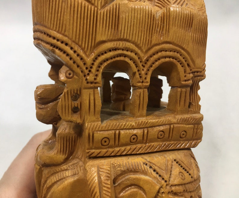 Vintage AMBABARI WOODEN ELEPHANT Sculpture W/ Howdah Carriage | Etsy