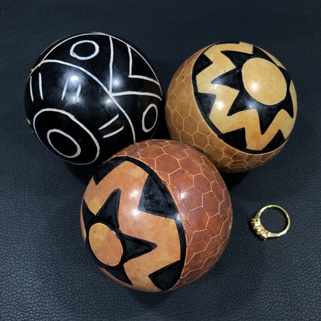 Large ETCHED SOAPSTONE BALLS Made in Kenya Set of 3 Hand Carved ...