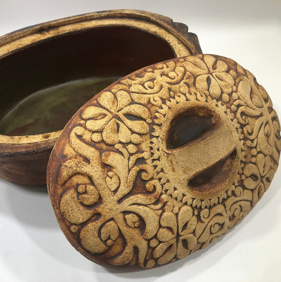 Vintage Lidded QUANTOCK POTTERY CASSEROLE Somerset, England ~rustic ...