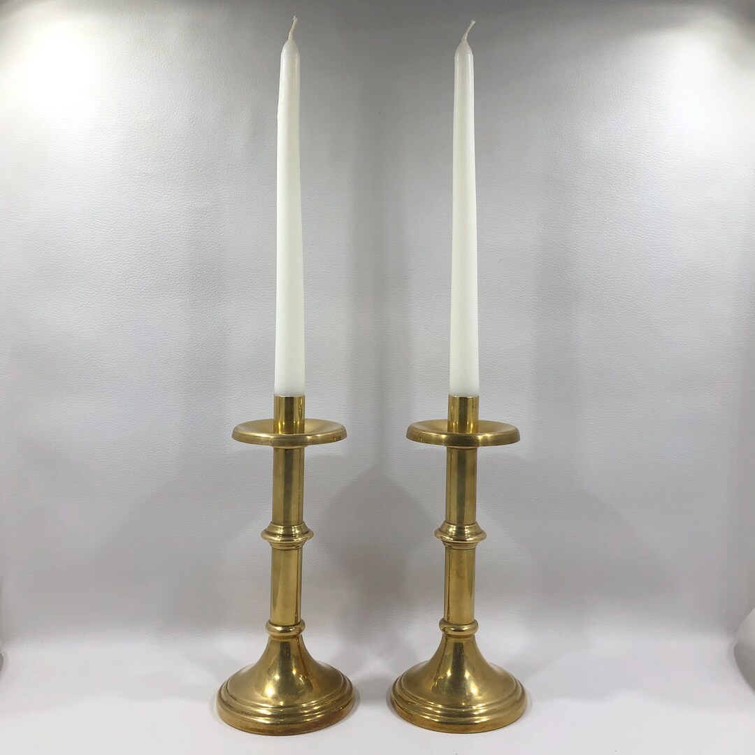 Antique Victorian BRASS CANDLESTICK HOLDERS (set of 2) 9"~ Gothic ...