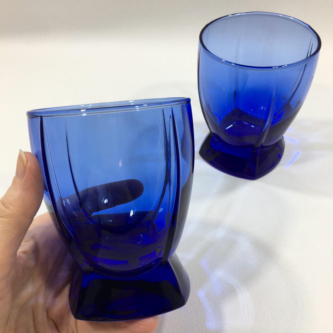 Anchor Hocking BERKELEY COBALT GLASSES 10.5oz Set of 2 Vintage Blue ...
