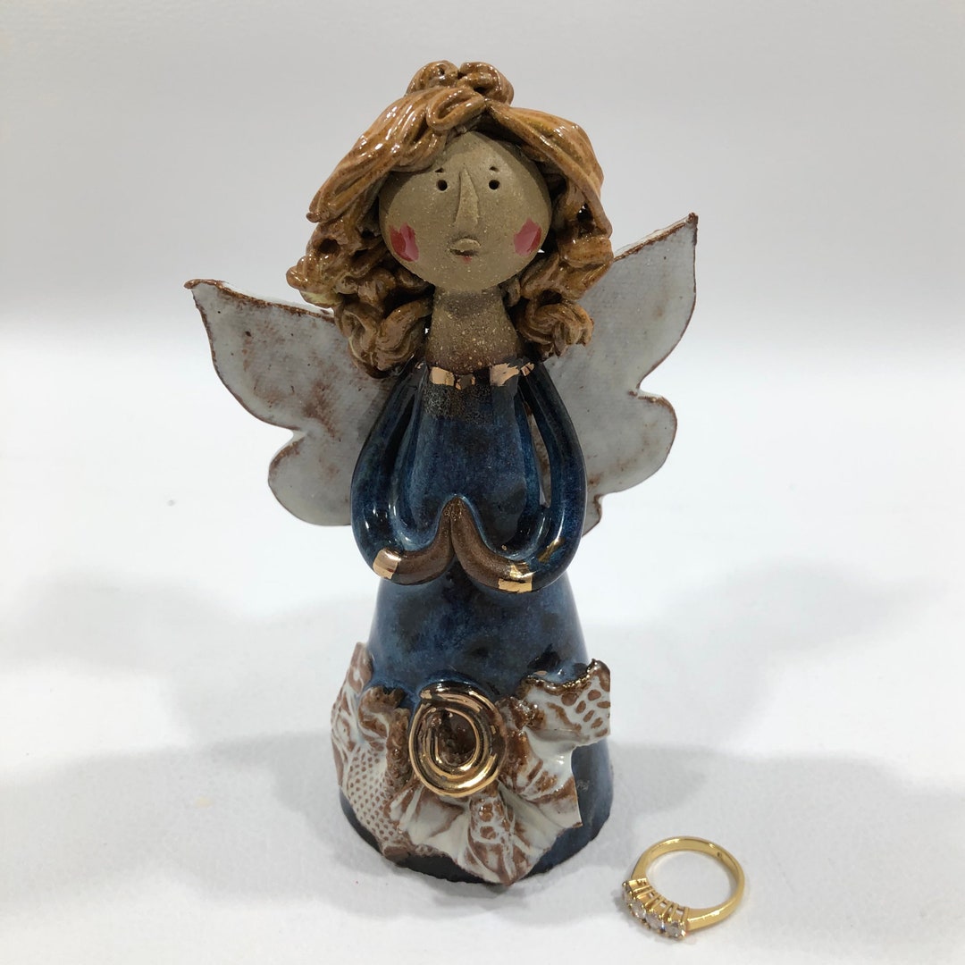 Signed CLAY GUARDIAN ANGEL Sculpture W/ Spaghetti Hair - Etsy