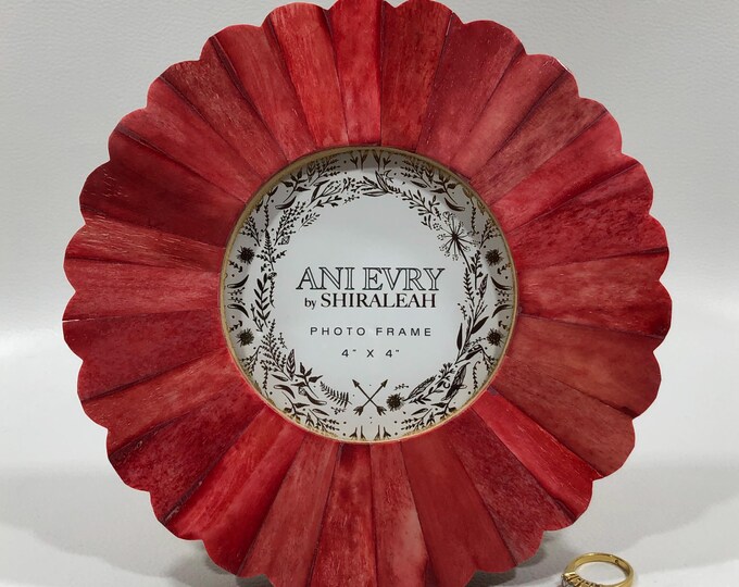 Floral Shaped BONE INLAY FRAME by Ani Evry Shiraleah for 4" X 4" Photo ...