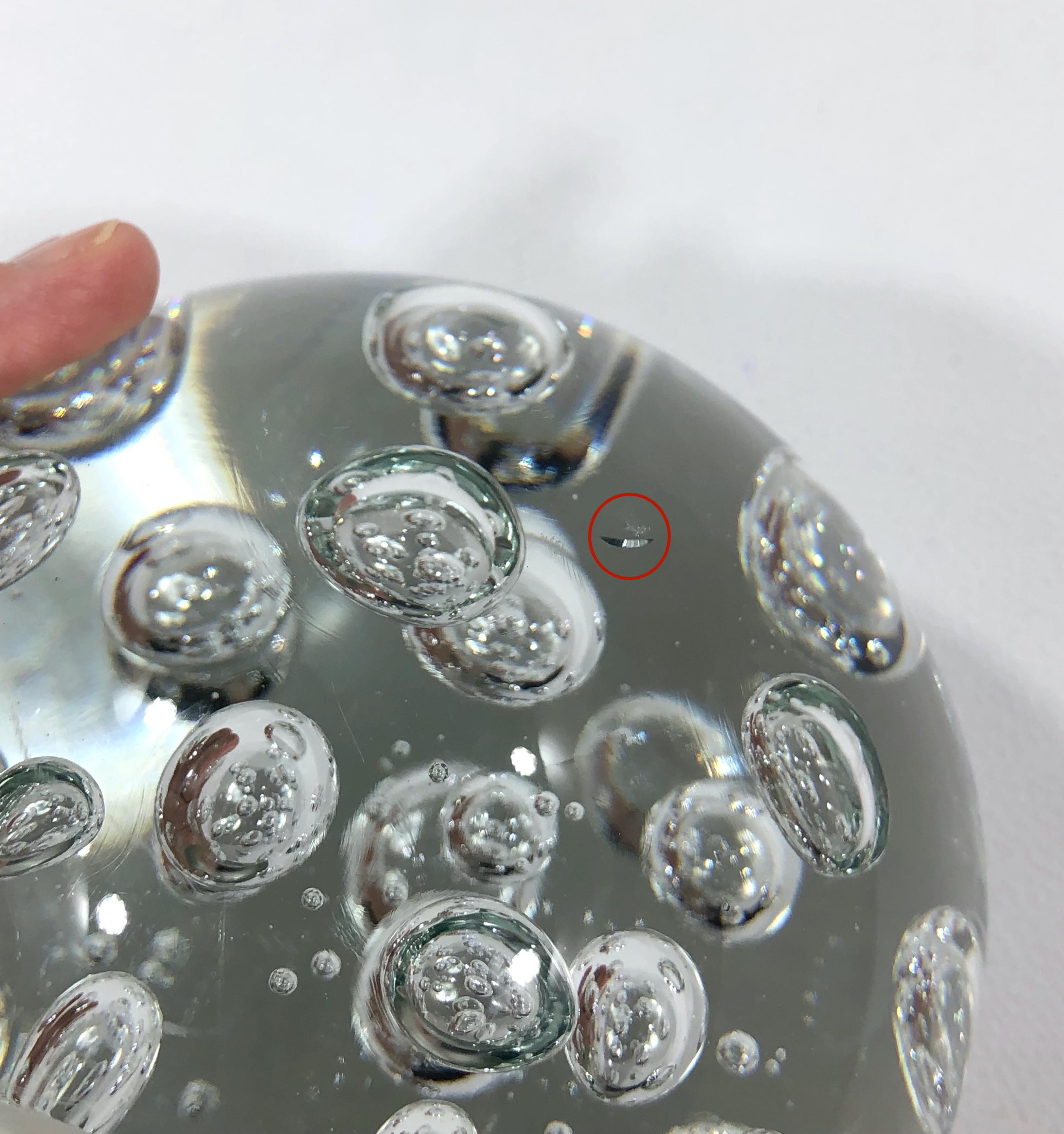 Hand Blown GLASS PAPERWEIGHT SPHERE 4.5" ~ Heavy Controlled Bubble Art ...