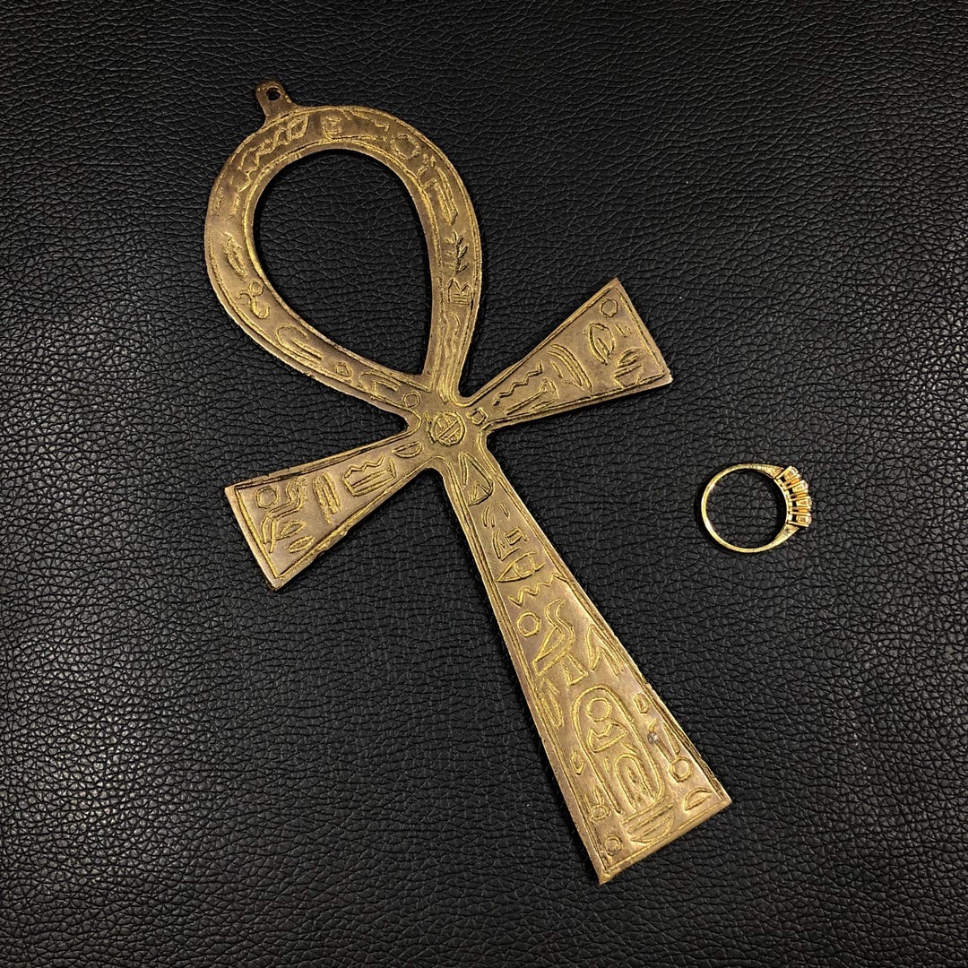 Vintage EGYPTIAN BRASS ANKH 'key of Life' Cross ~ Hieroglyphic Immortal ...