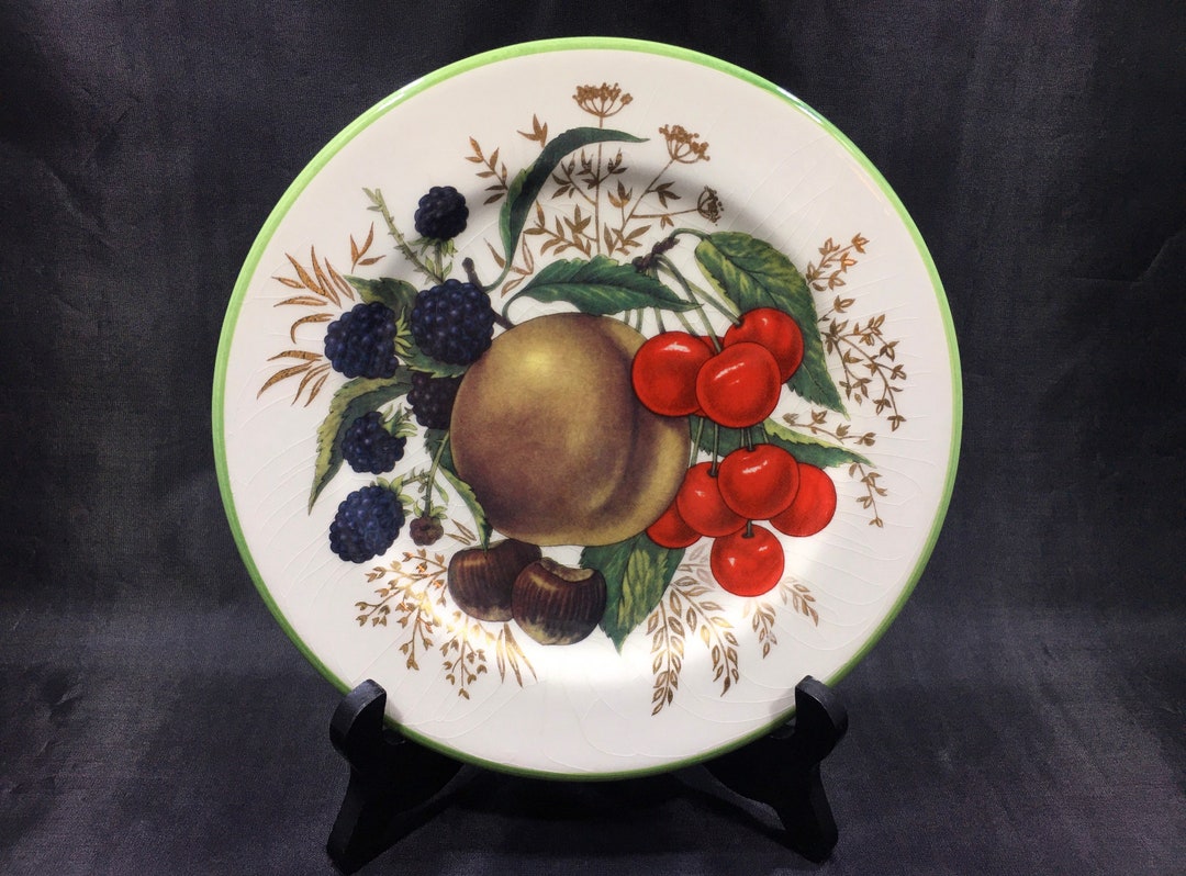 Vintage FLORENTINE FRUIT PLATE golden Fruits Made - Etsy