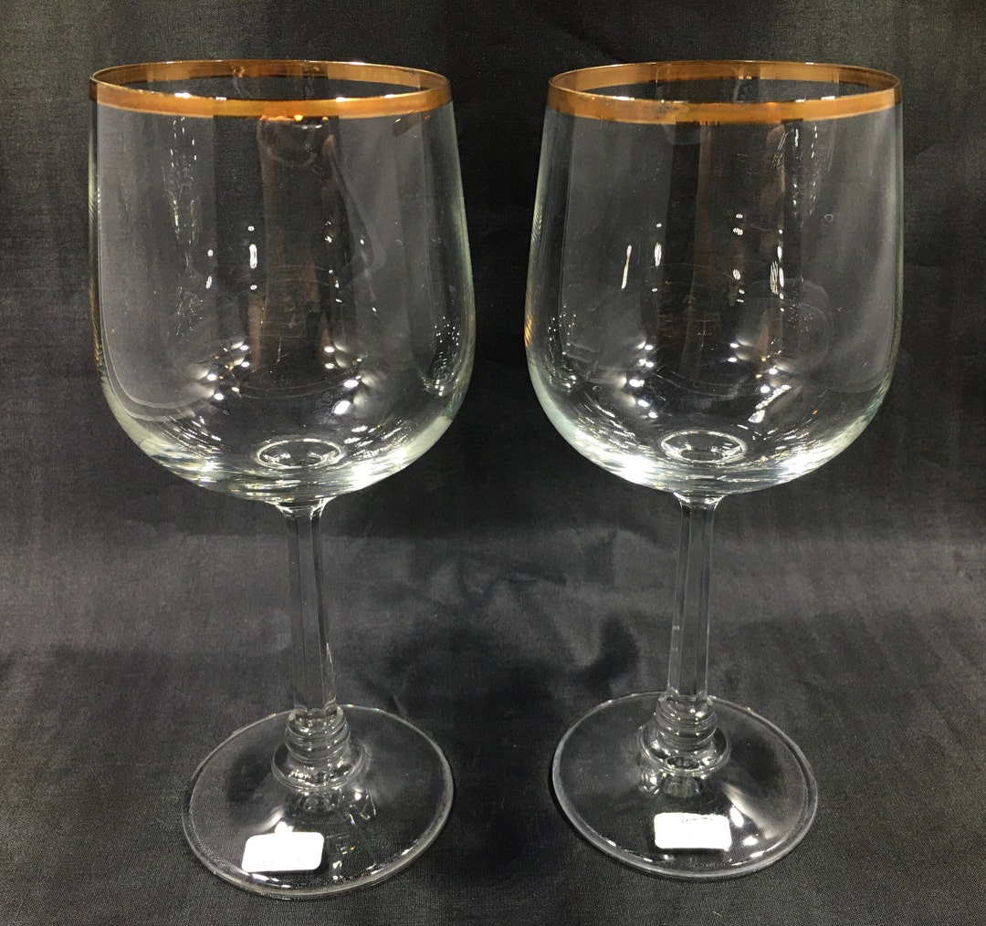 GOLD RIMMED GOBLETS 'jasmine' Wine/water Glasses by Crystal Clear ...